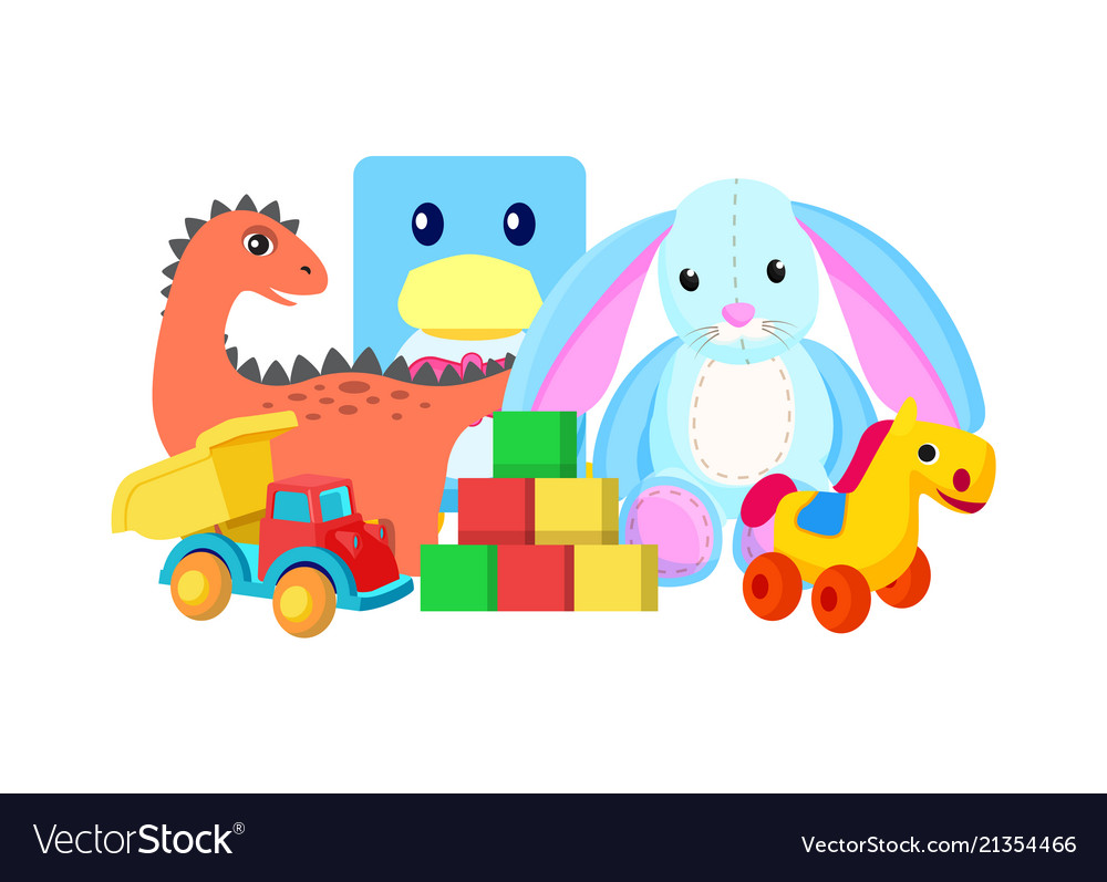 Dinosaur and rabbit toys Royalty Free Vector Image
