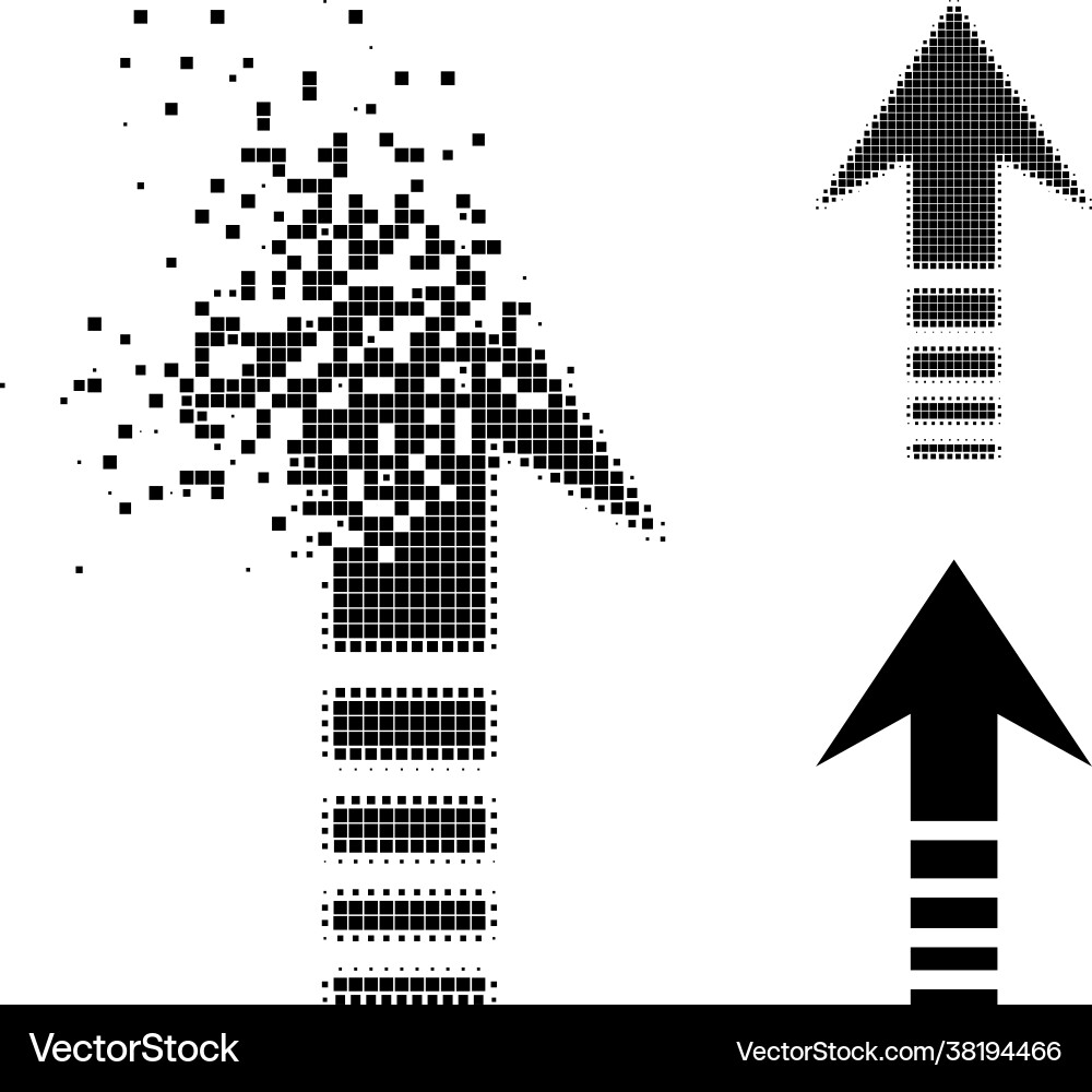 Dissipated and halftone pixelated send up icon Vector Image