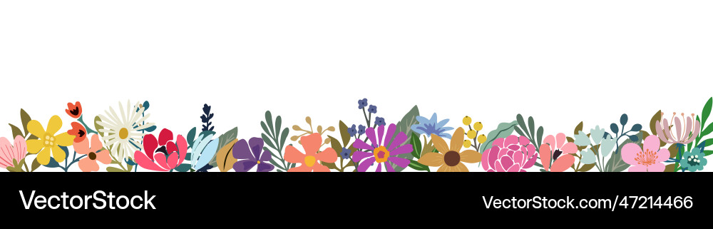 Floral banner border backdrop overlay on white Vector Image
