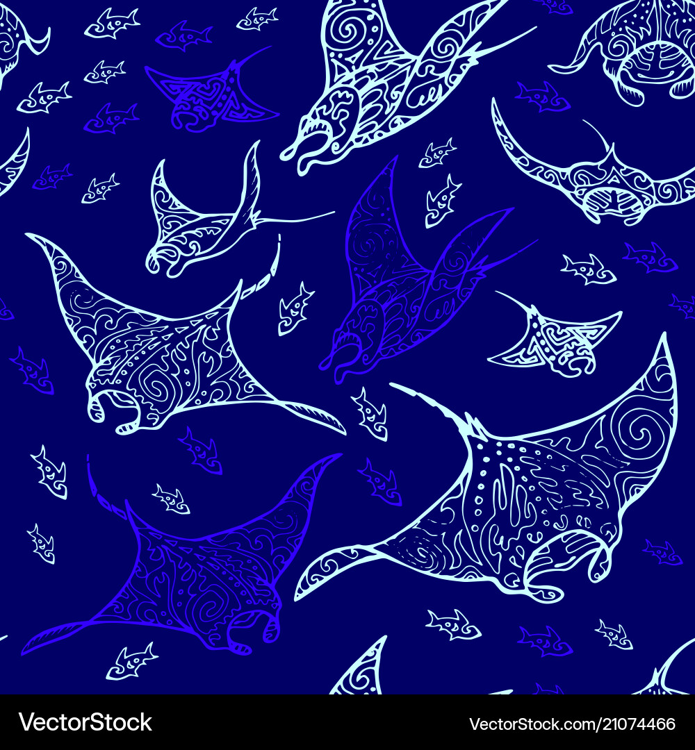 Manta ray and fish Royalty Free Vector Image - VectorStock