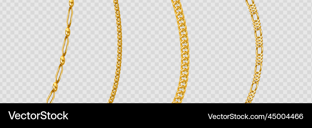 Set of realistic golden chains Royalty Free Vector Image