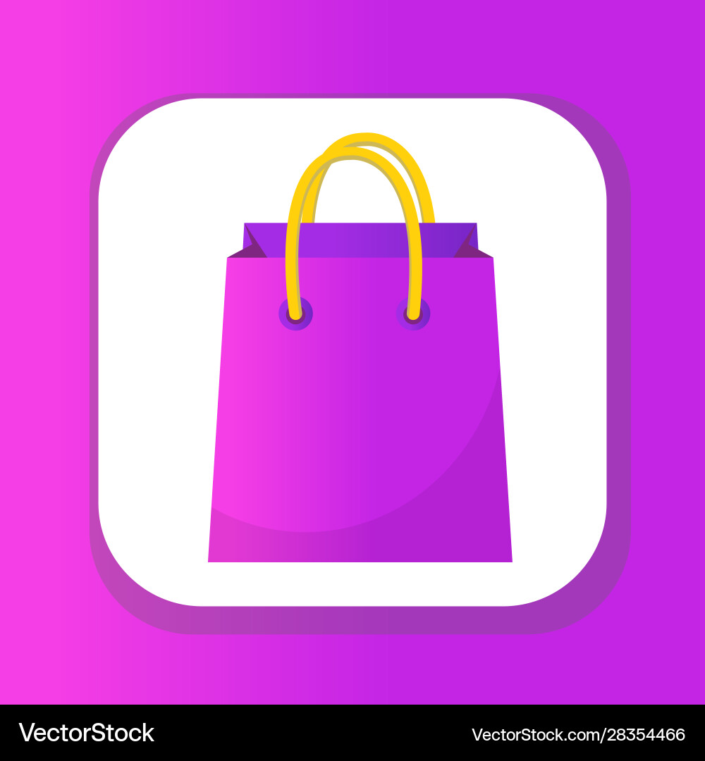 Shopping bag icon flat style colorful Royalty Free Vector