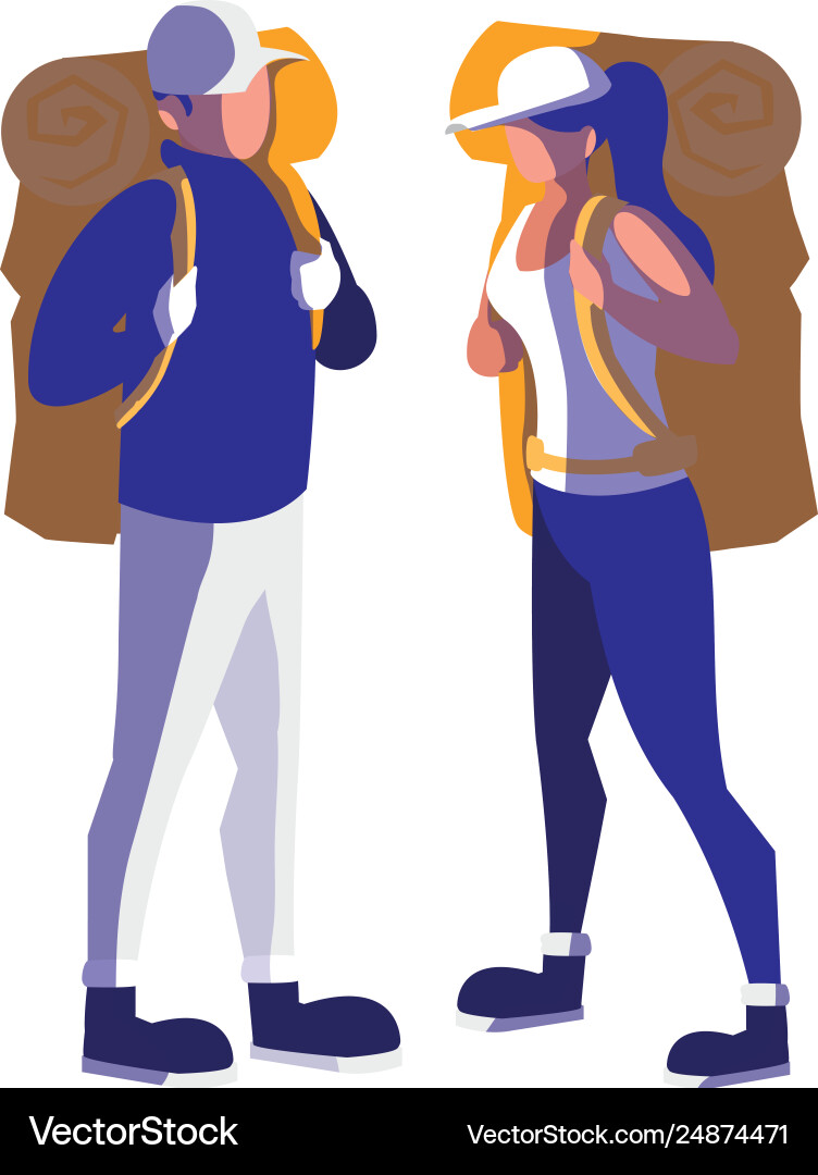 Adventurous couple with travelbag Royalty Free Vector Image