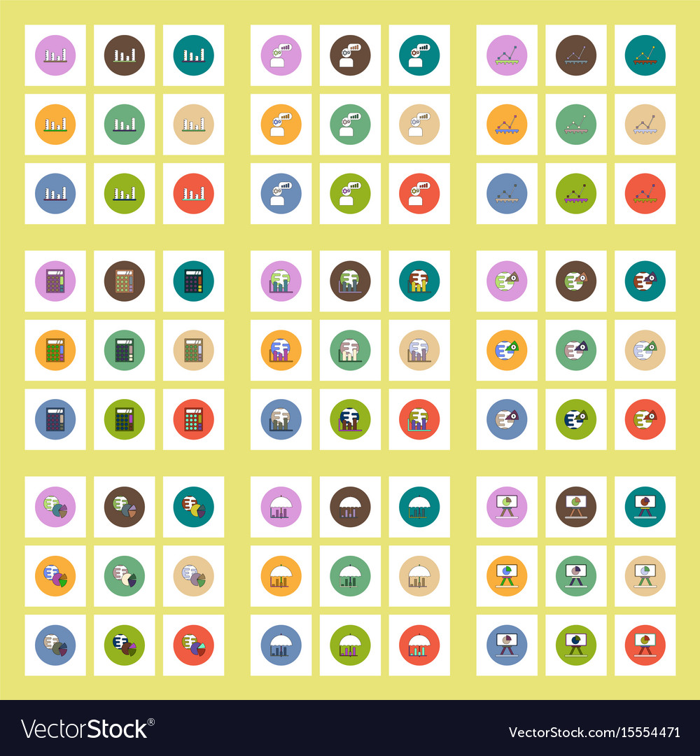 Collection of icons in flat style statistics Vector Image
