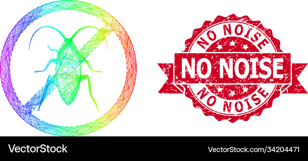 Grunge no noise stamp and multicolored net Vector Image