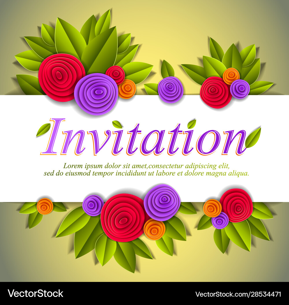 Invitation event card with fresh green leaves Vector Image
