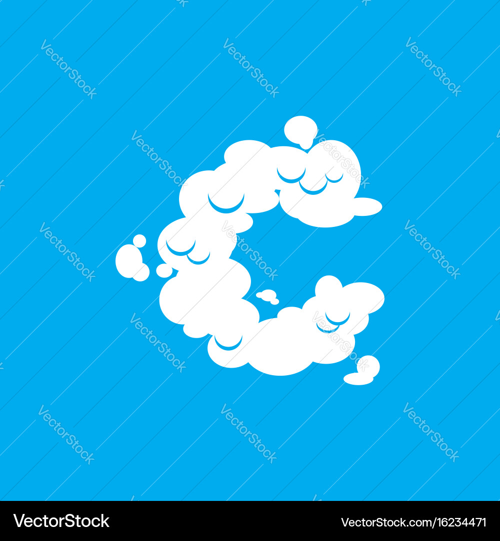 Letter c cloud font symbol white alphabet sign Vector Image