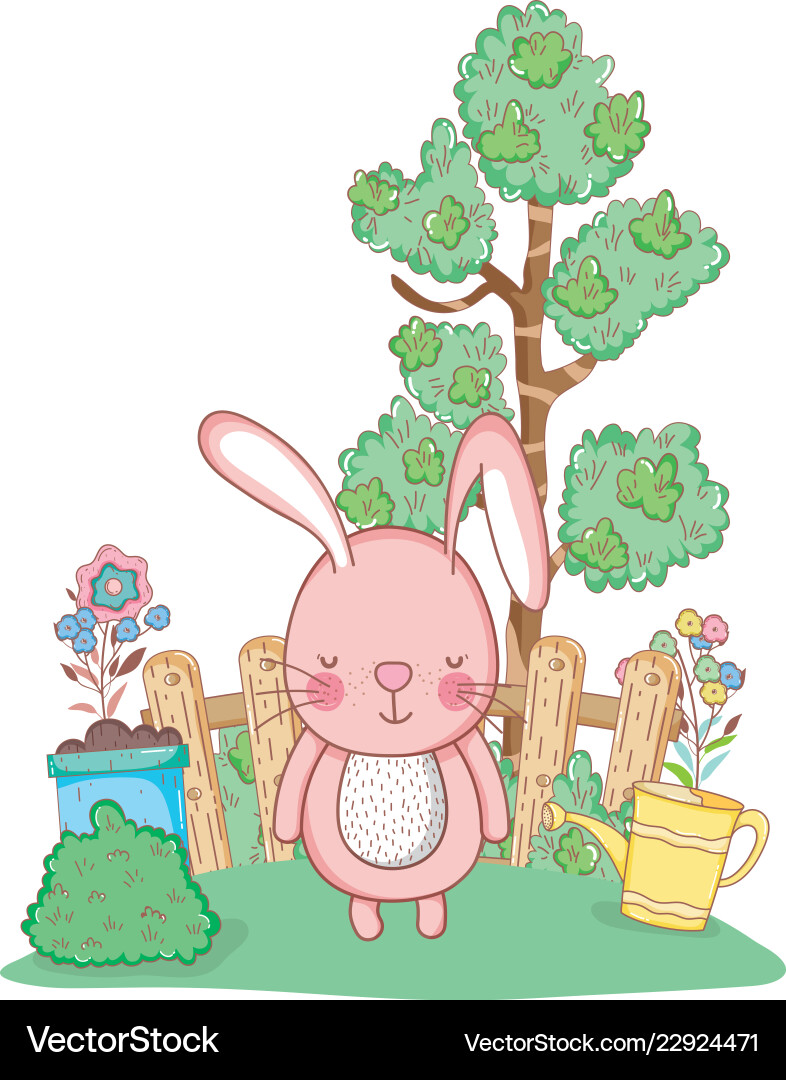 Little rabbit in the garden Royalty Free Vector Image