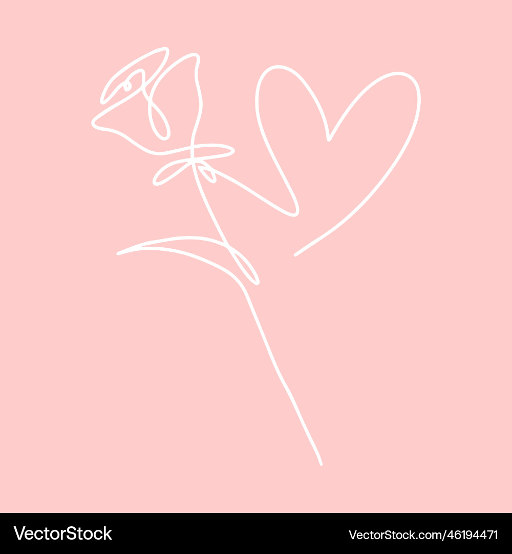 One line rose design hand drawn minimalism style Vector Image