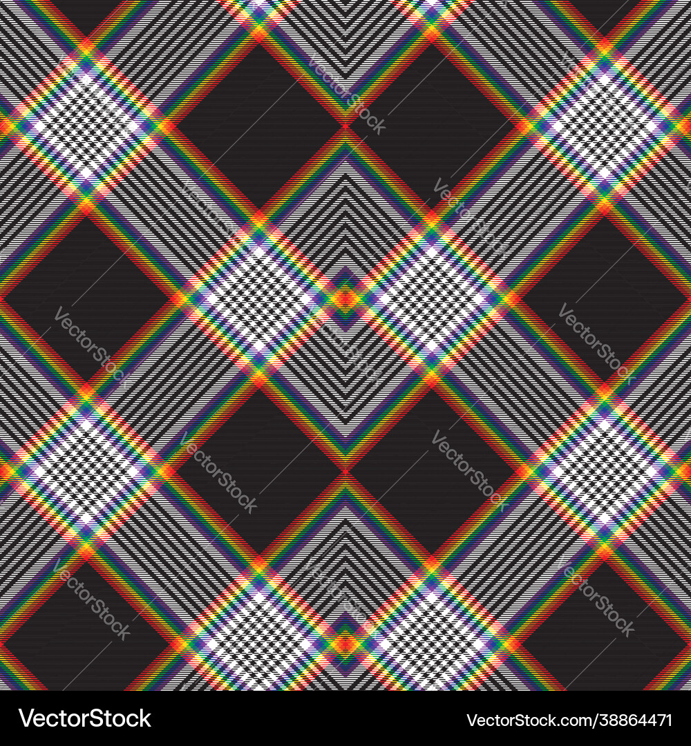 Rainbow chevron plaid tartan textured seamless Vector Image