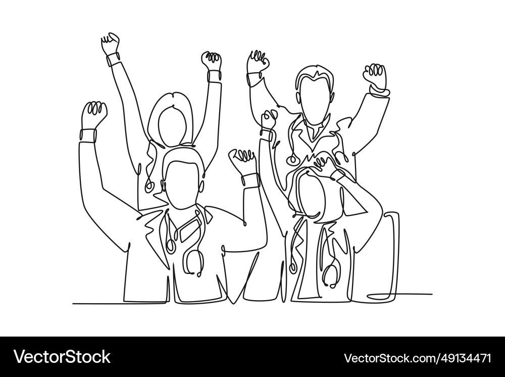 Single continuous line drawing group of male Vector Image