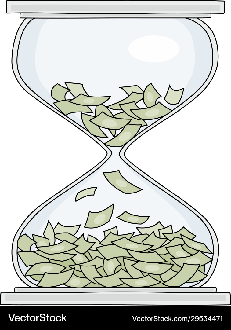 Squandering money in an hourglass Royalty Free Vector Image