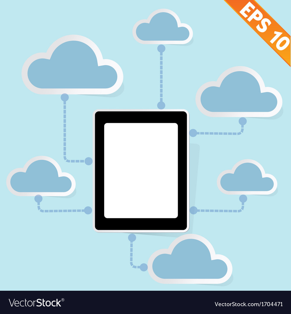 Tablet pc with cloud computing - - eps10 Vector Image
