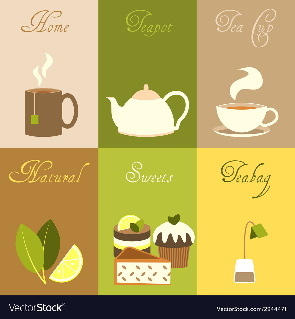 Tea mini posters set Royalty Free Vector Image
