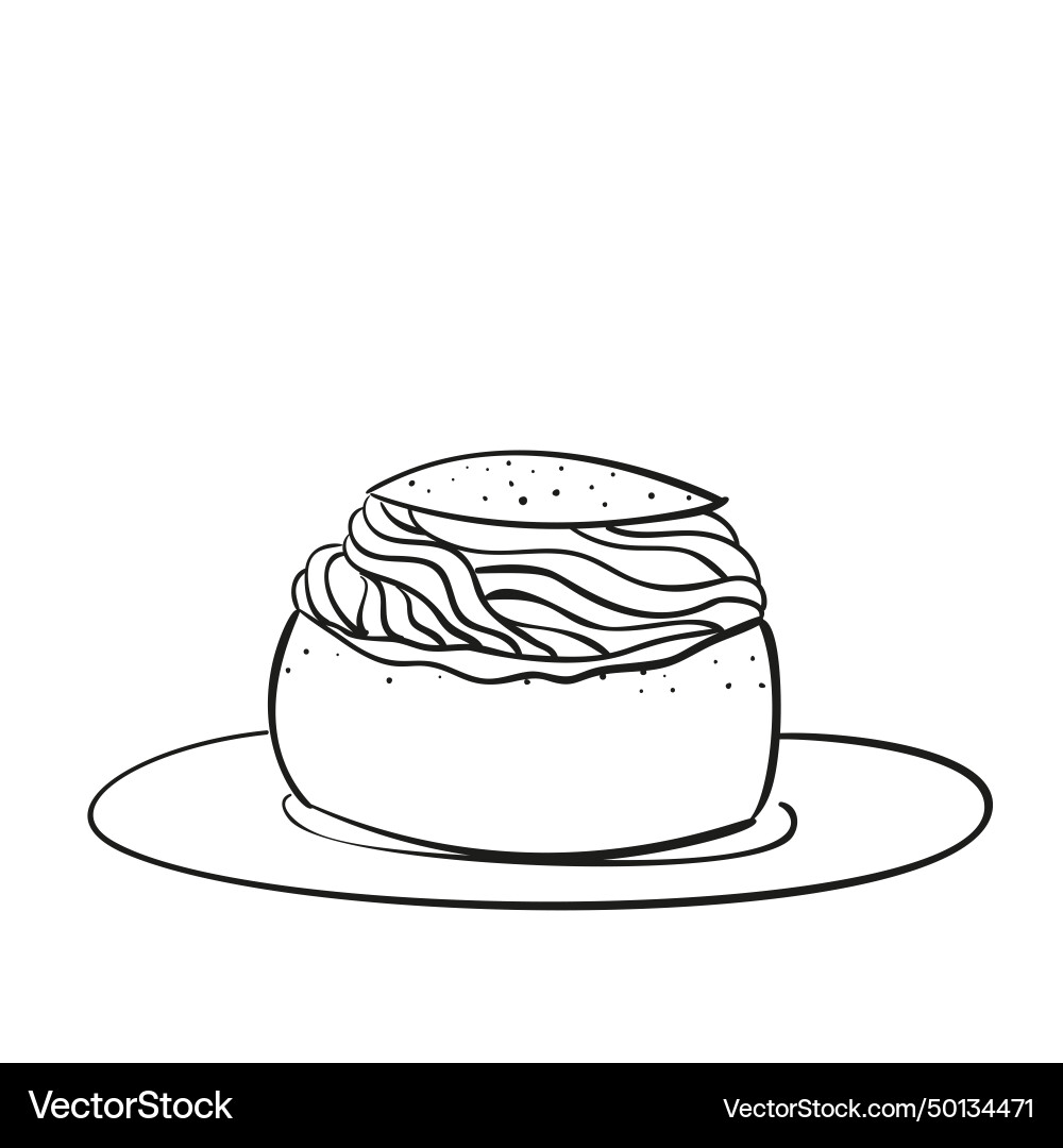 Traditional swedish semla hand drawn line doodle Vector Image
