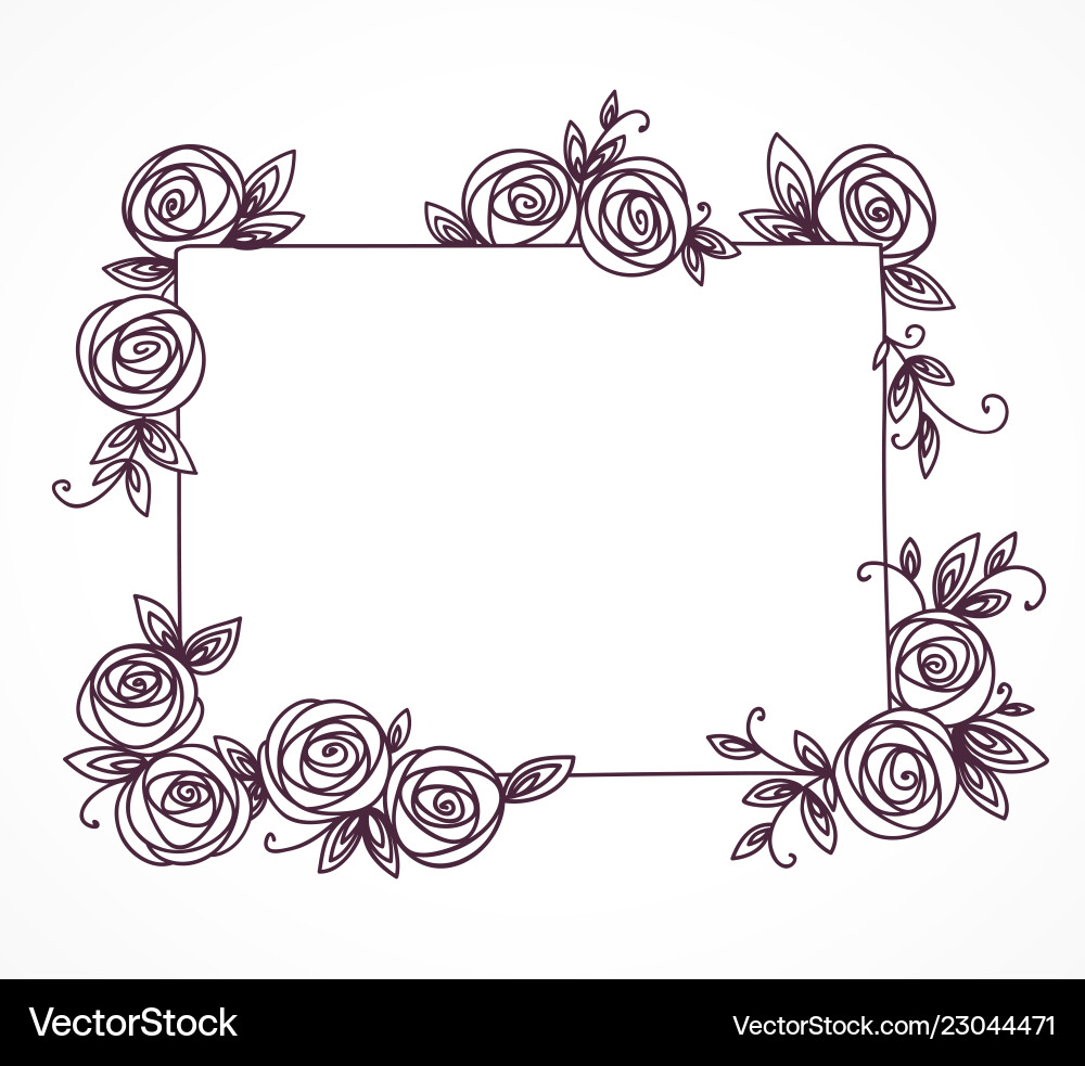 Vintage cute floral frame hand drawn Royalty Free Vector