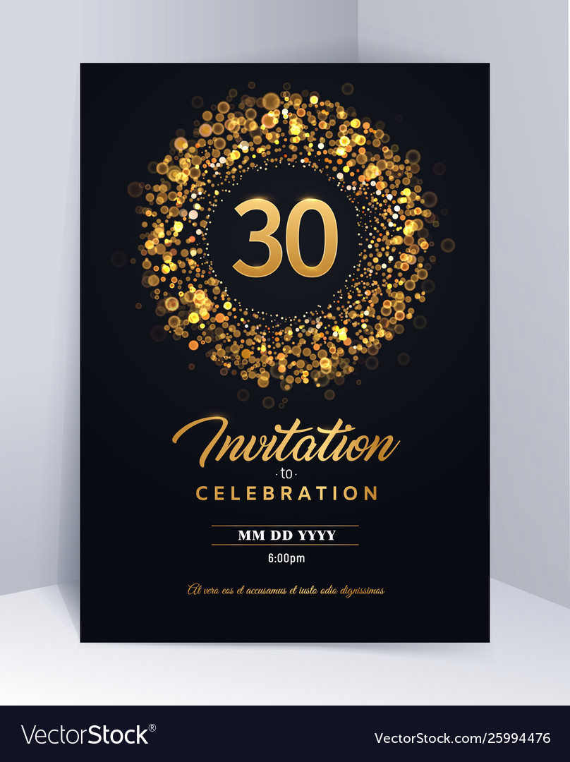 30 Years Anniversary Invitation Card Template Vector Image