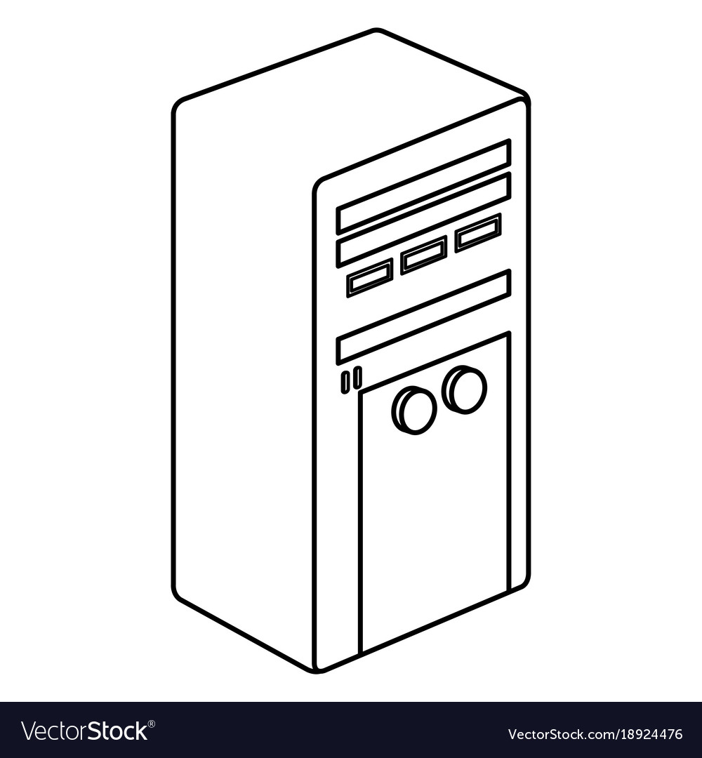 Computer tower isolated icon Royalty Free Vector Image