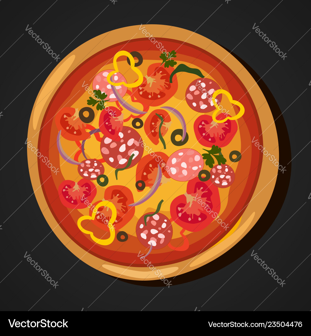 Flat hot pizza icons isolated on white pepperoni Vector Image