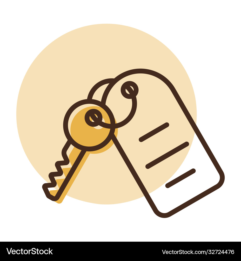Hotel room key with number icon Royalty Free Vector Image