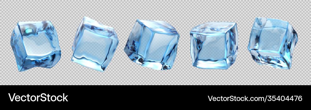 Ice cubes realistic transparent freeze water Vector Image