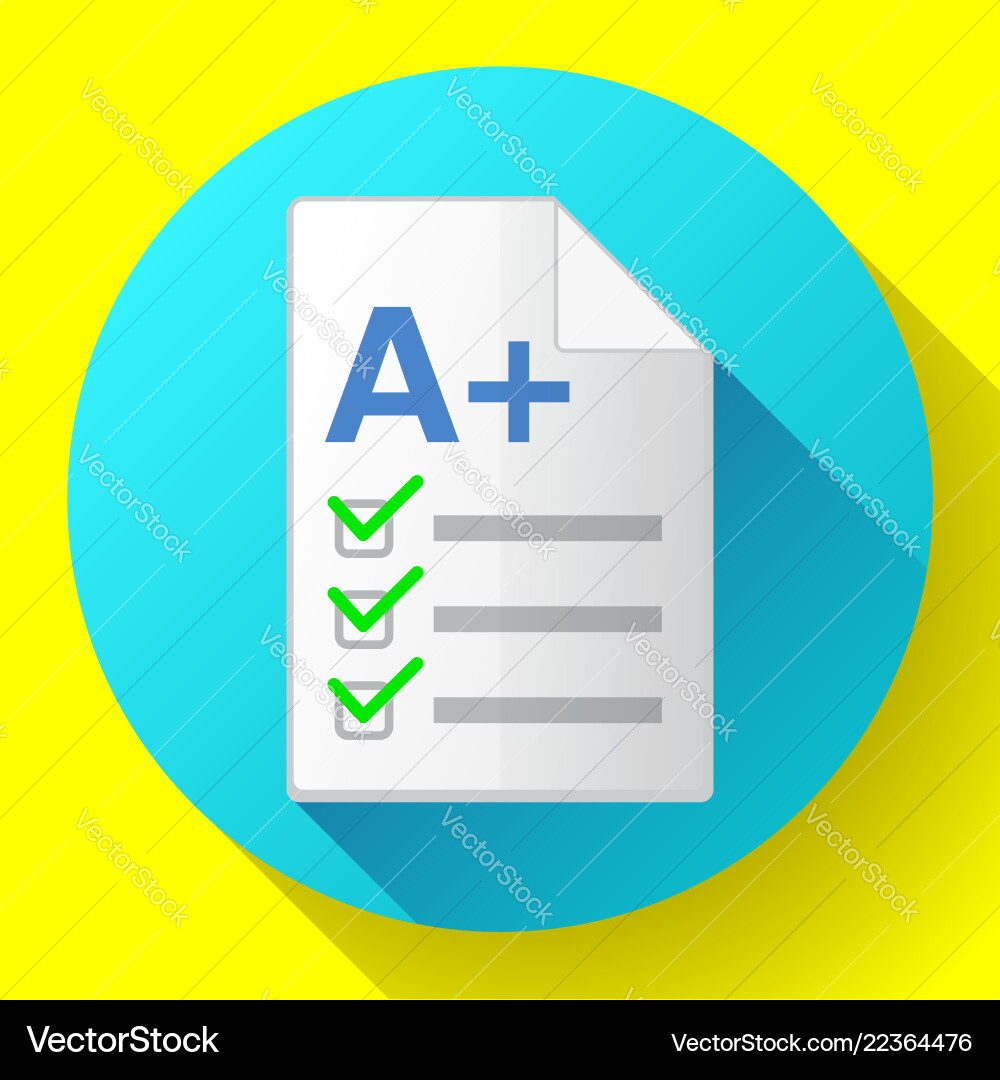 Icon of successful test result a plus Royalty Free Vector