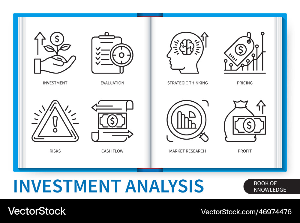 Investment infographics linear icons collection Vector Image