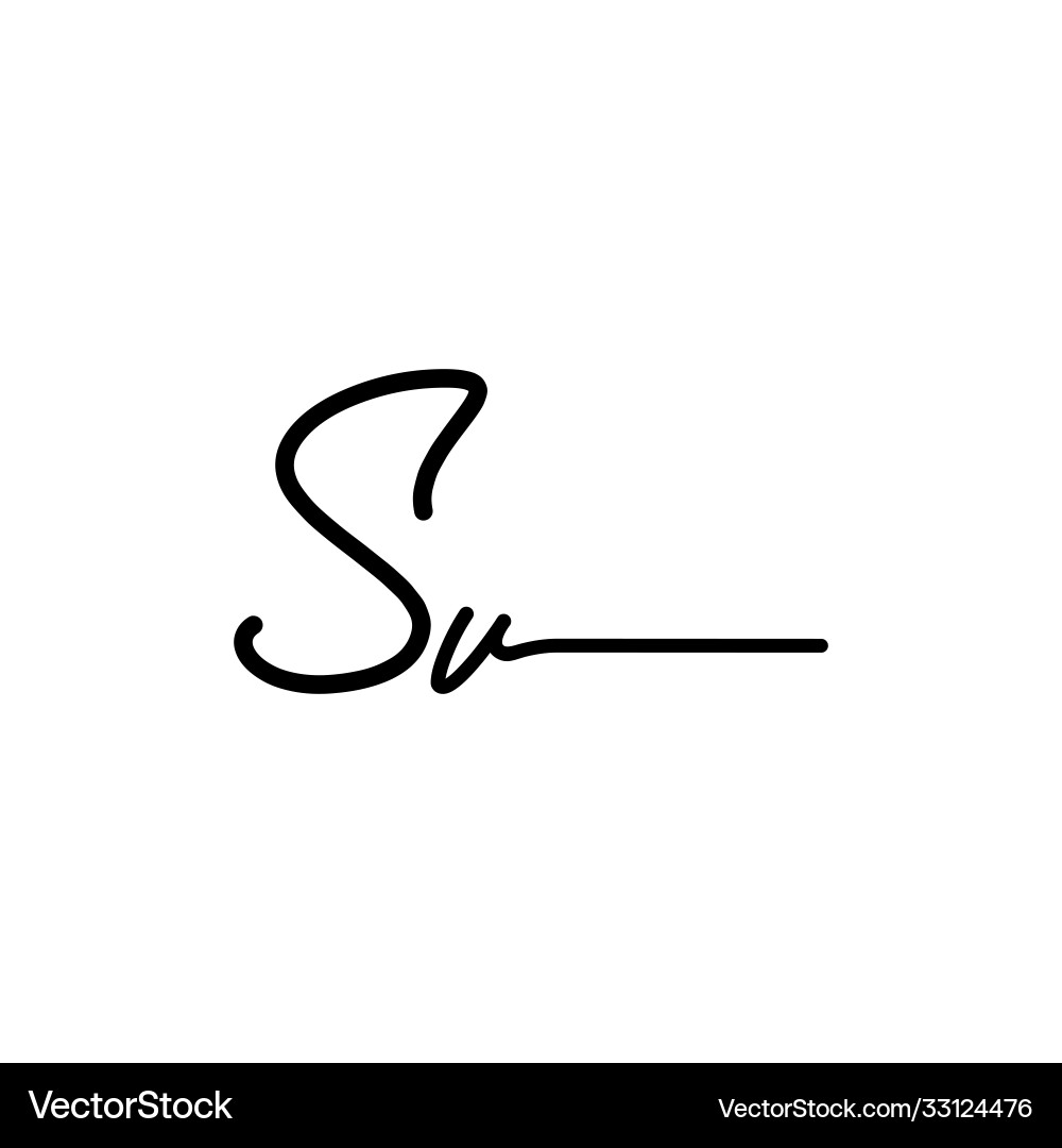 Letter sv signature logo template Royalty Free Vector Image