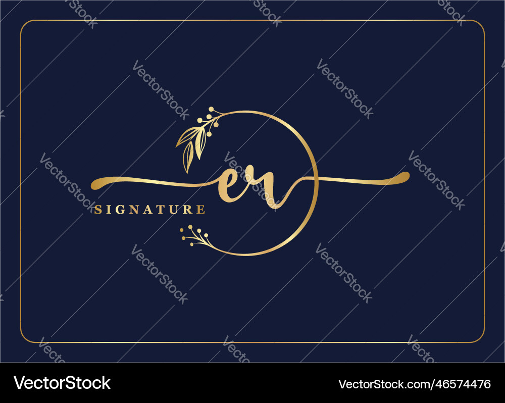 Luxury gold signature initial er logo design Vector Image