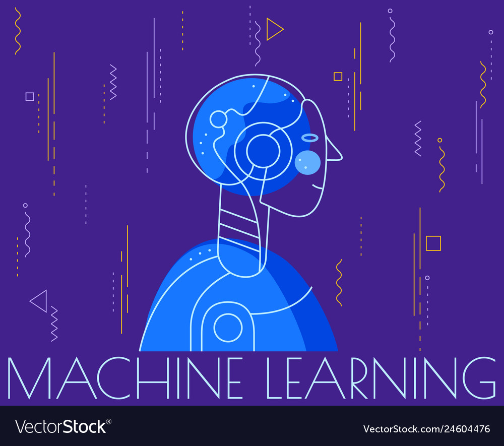 Machine learning concept trendy linear Royalty Free Vector