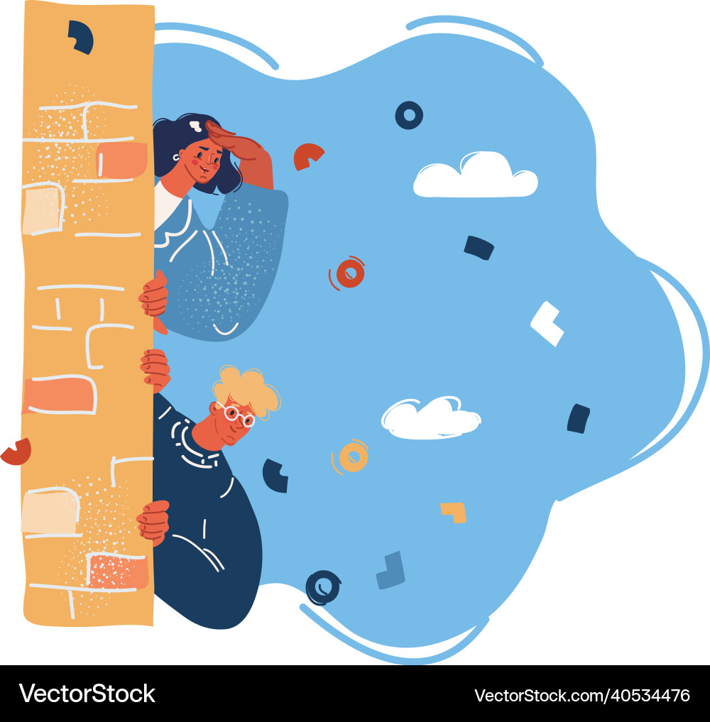 Man and woman looking out Royalty Free Vector Image