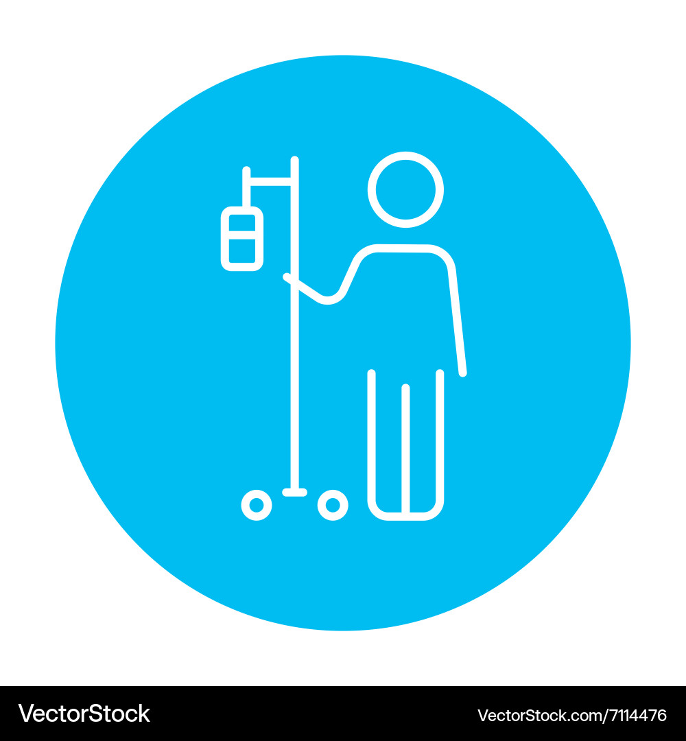 Patient standing with intravenous dropper line Vector Image
