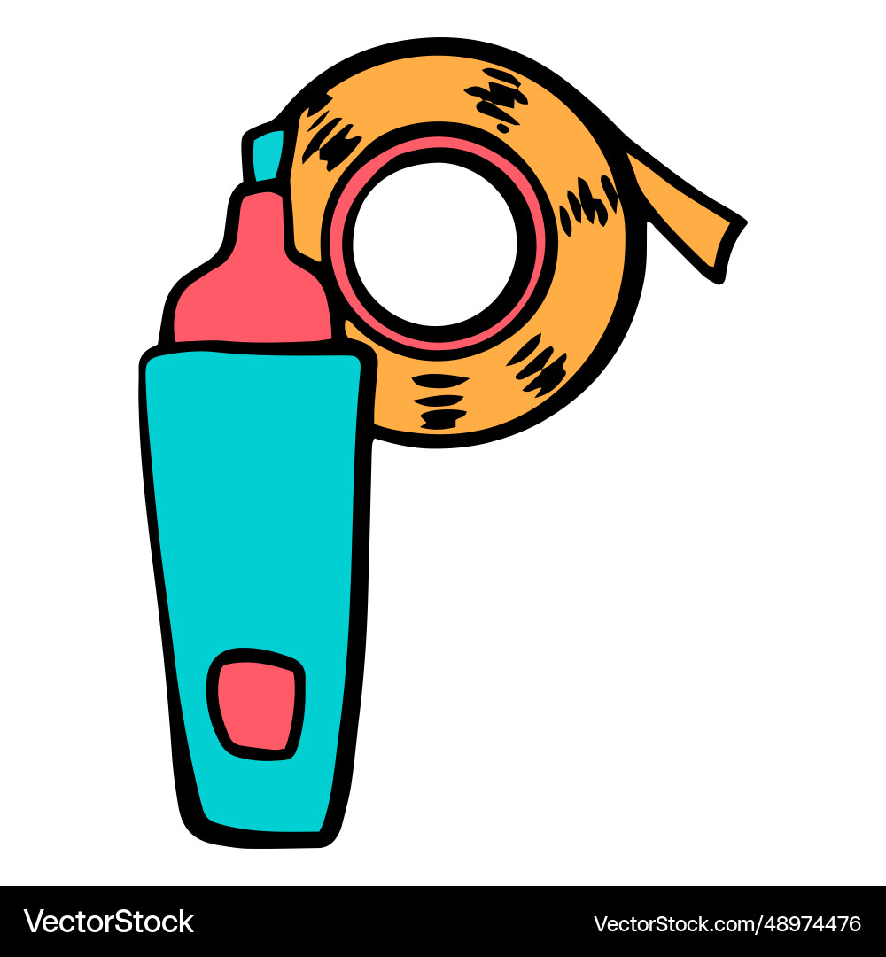 School supplies alphabet p color stroke Royalty Free Vector