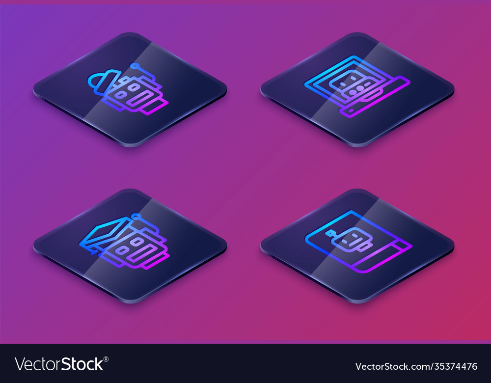 Set isometric line robot creating robot Royalty Free Vector Set isometric line robot creating robot Royalty Free Vector
