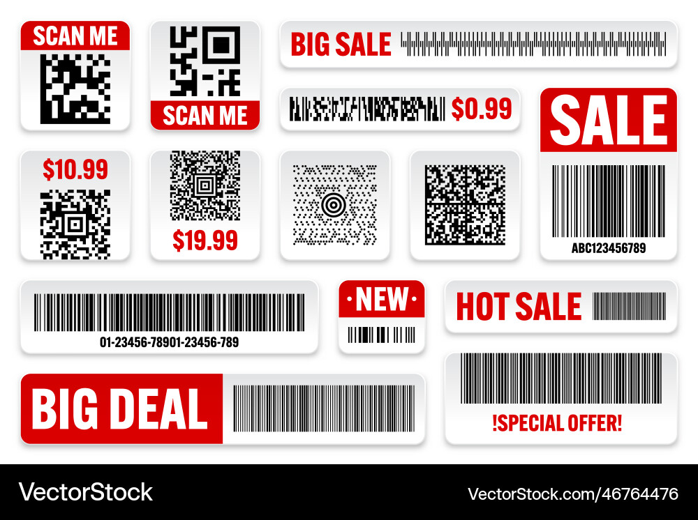Set of product barcodes and qr codes special Vector Image