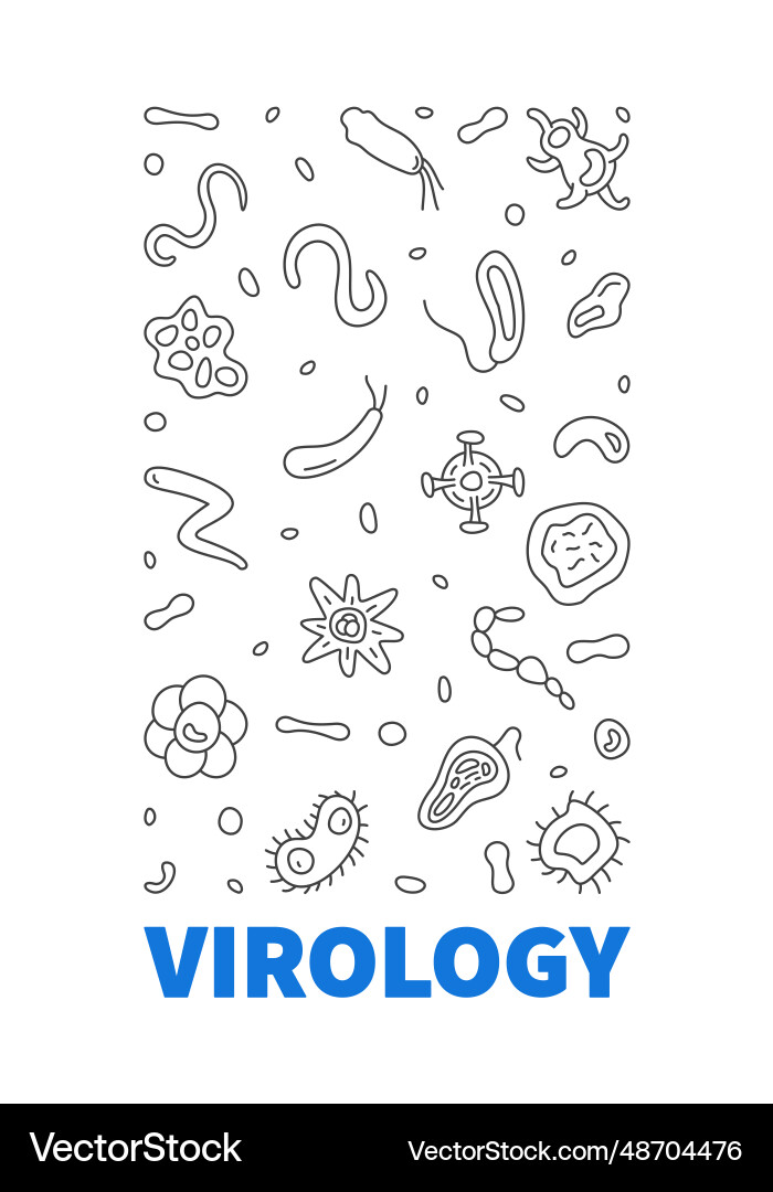 Virology concept microbiology and virus line Vector Image