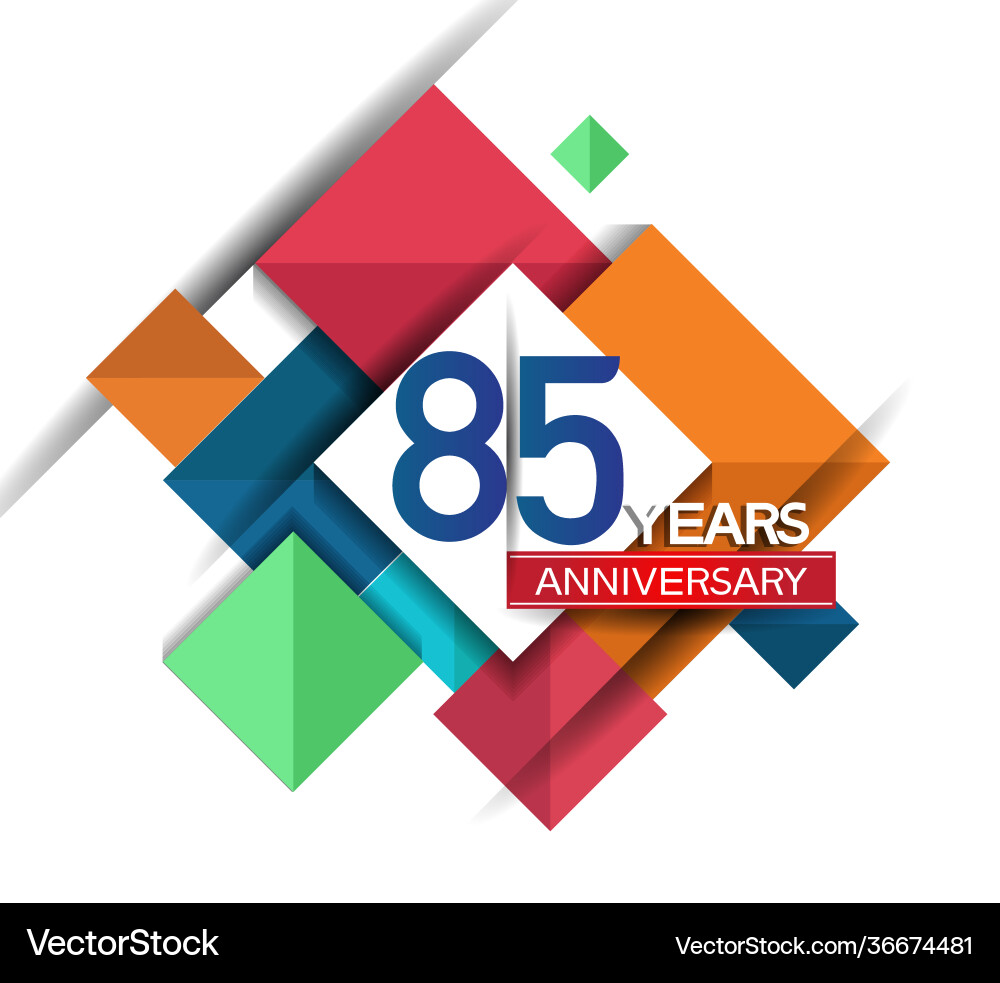 85 years anniversary design colorful square style Vector Image