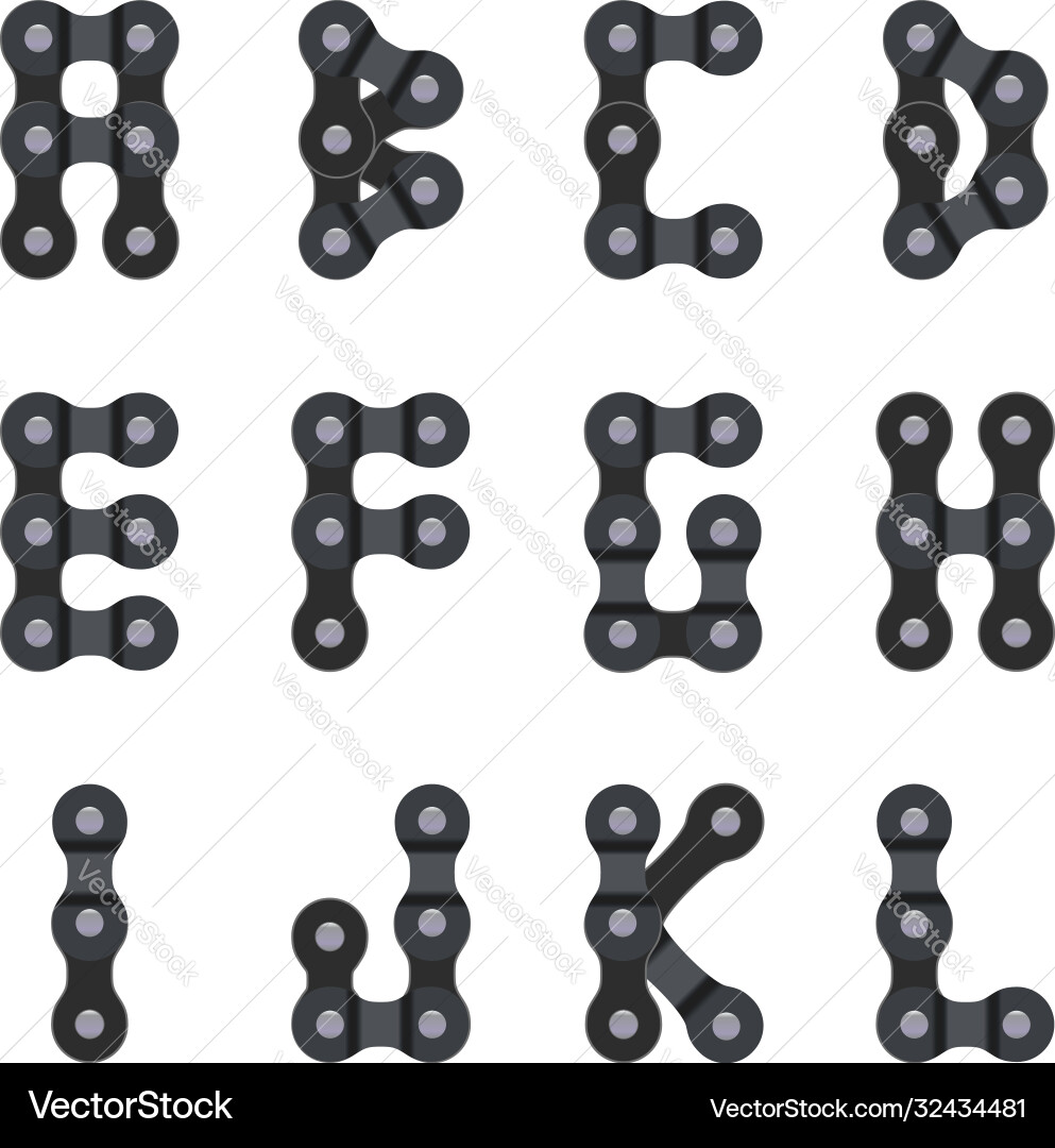 Bike or bicycle chain font Royalty Free Vector Image
