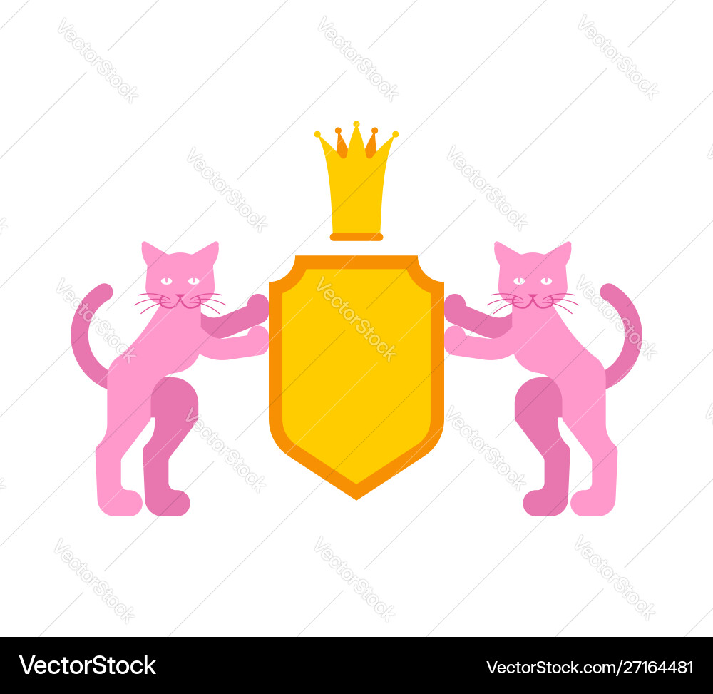 Cat and shield heraldic symbol pet for coat Vector Image