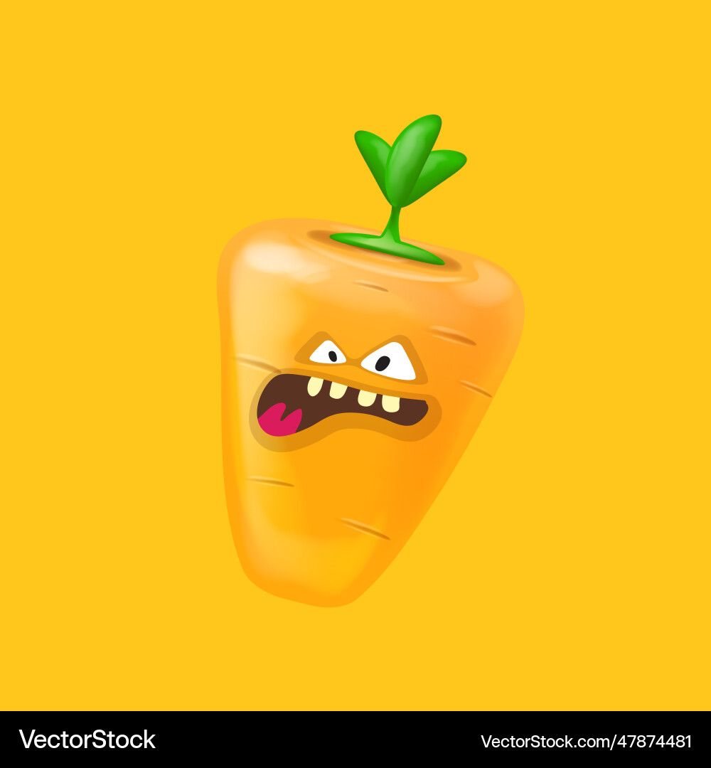 Cute smiling carrot isolated on orange background Vector Image
