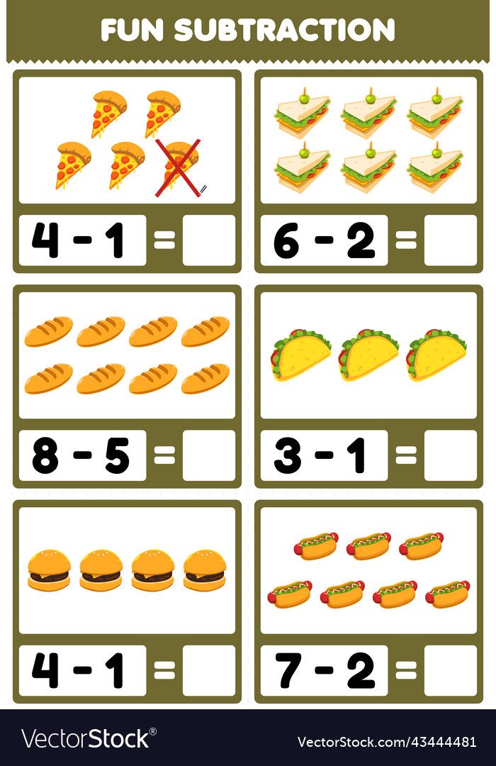 Education game for children fun subtraction Vector Image