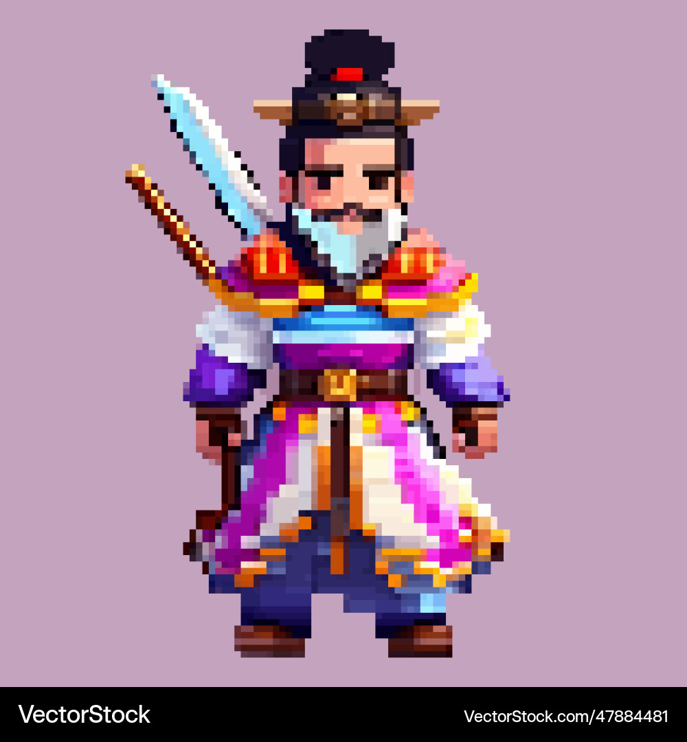 Japanese samurai warrior pixel art character for 8