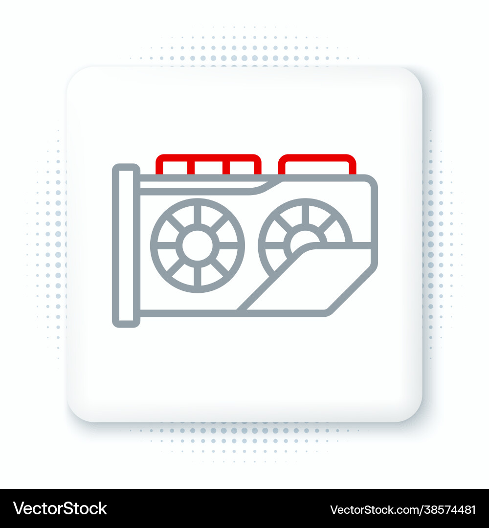Line video graphic card icon isolated on white Vector Image