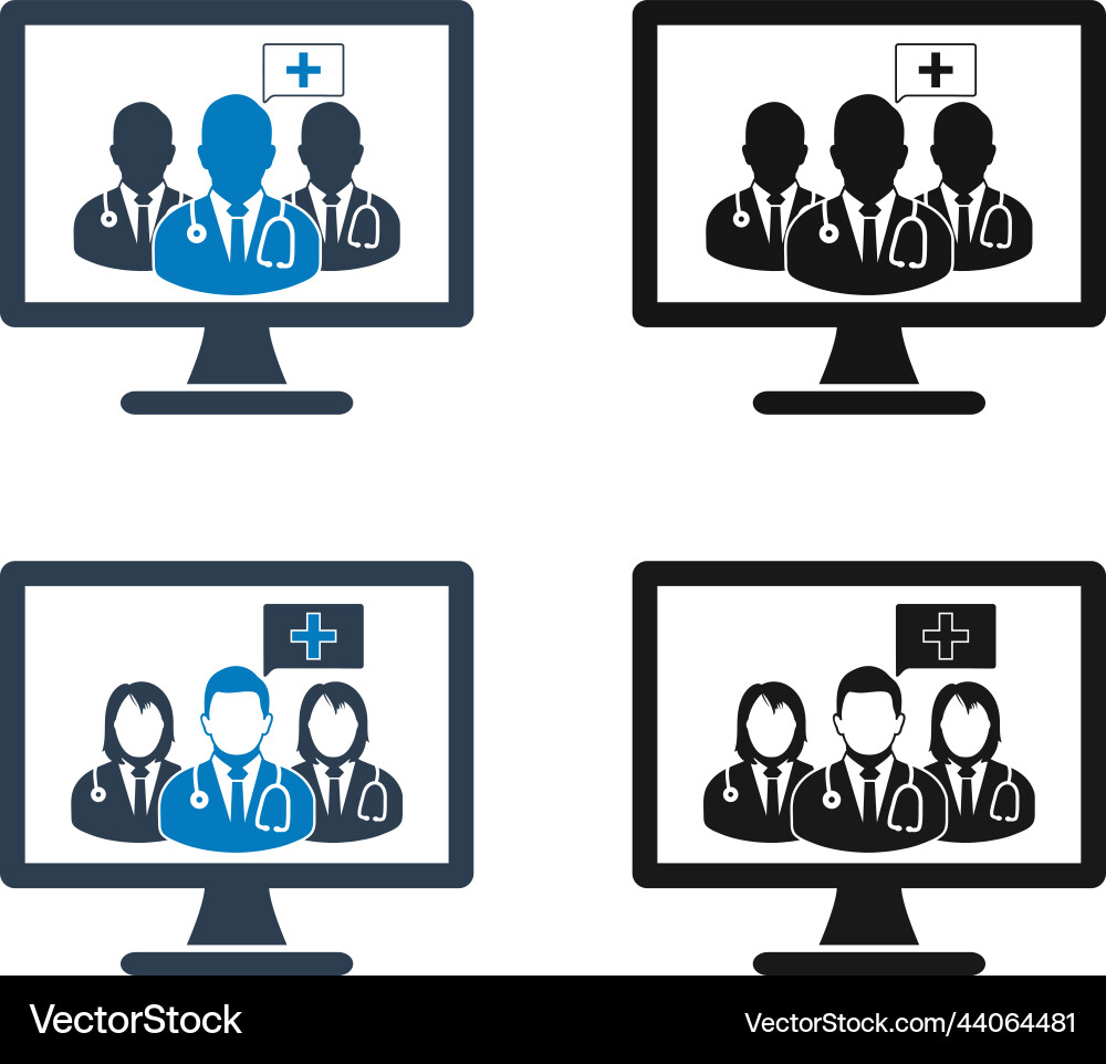 Online medical team icon set flat style eps Vector Image