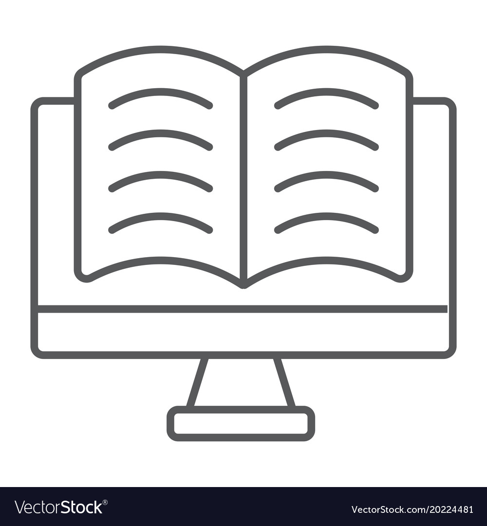 Online reading thin line icon e learning Vector Image