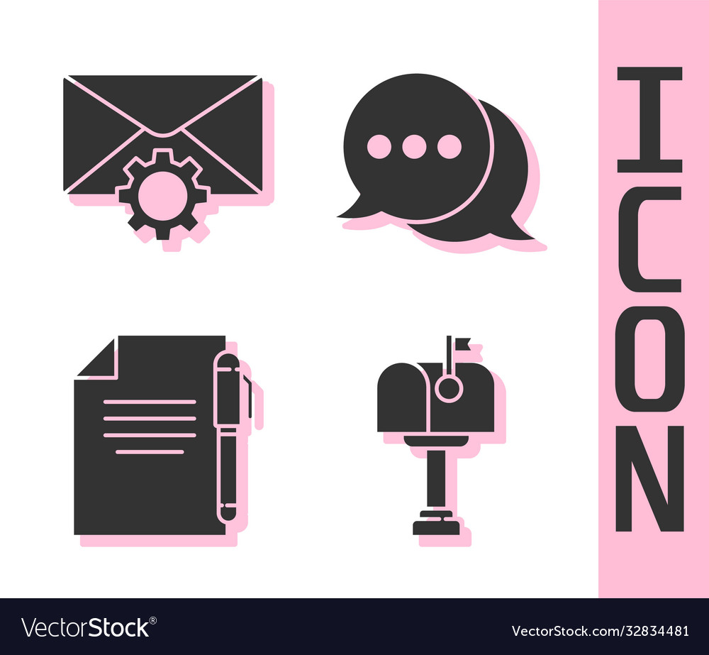 Set mail box envelope setting document and pen Vector Image Set mail box envelope setting document and pen Vector Image