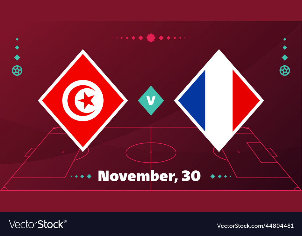 Tunisia Vs France Football 2022 Group D World Vector Image