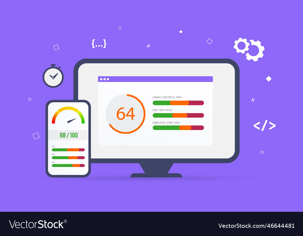 Website page speed optimization seo concept Vector Image Website page speed optimization seo concept Vector Image