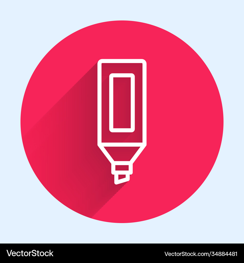 White line marker pen icon isolated with long Vector Image