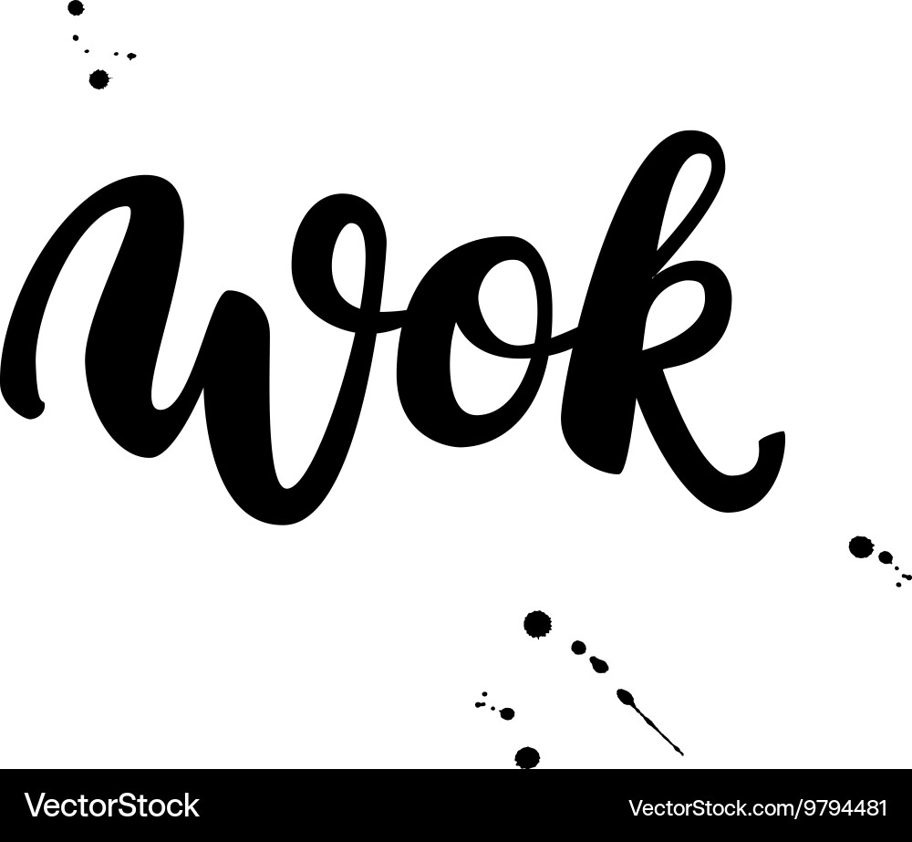 Wok lettering calligraphy isolated sign Royalty Free Vector